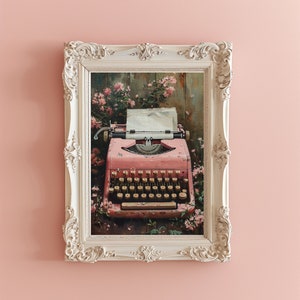 Vintage Pink Typewriter Print | Pink Aesthetic | Retro Pink Wall Art ...