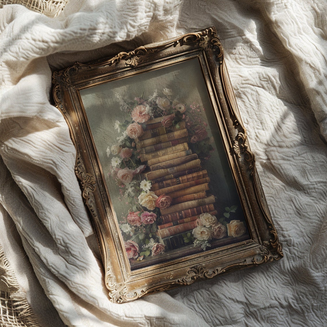 VINTAGE BOOK Wall Art Dark Cottagecore Wall Art for Reading Nook Decor ...