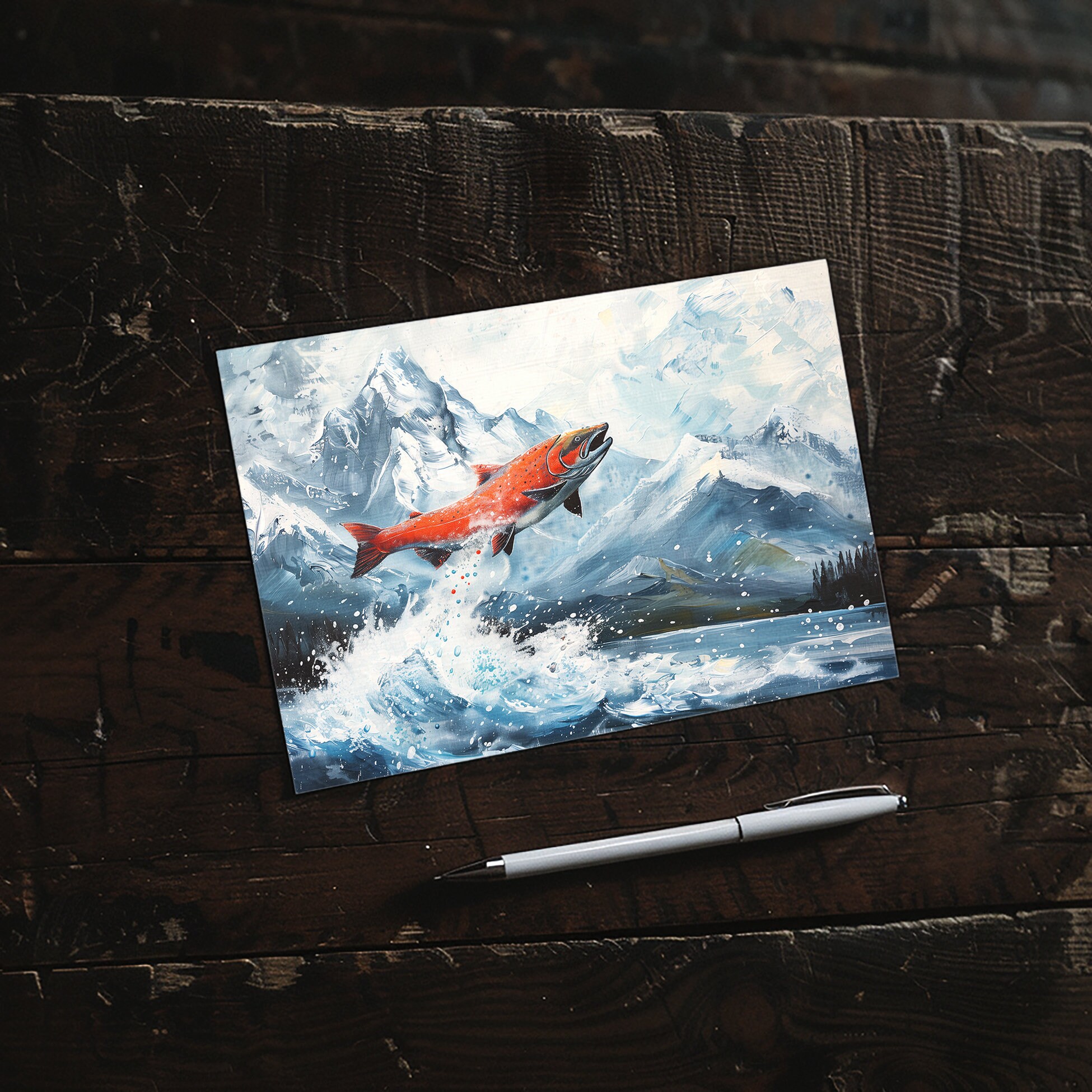 Sockeye Salmon Print Red Salmon Printable Art for Cabin Alaska Fishing ...