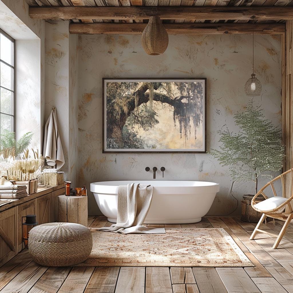 Live Oak Tree Print Cottagecore Wall Art for Entryway Decor Vintage Art ...