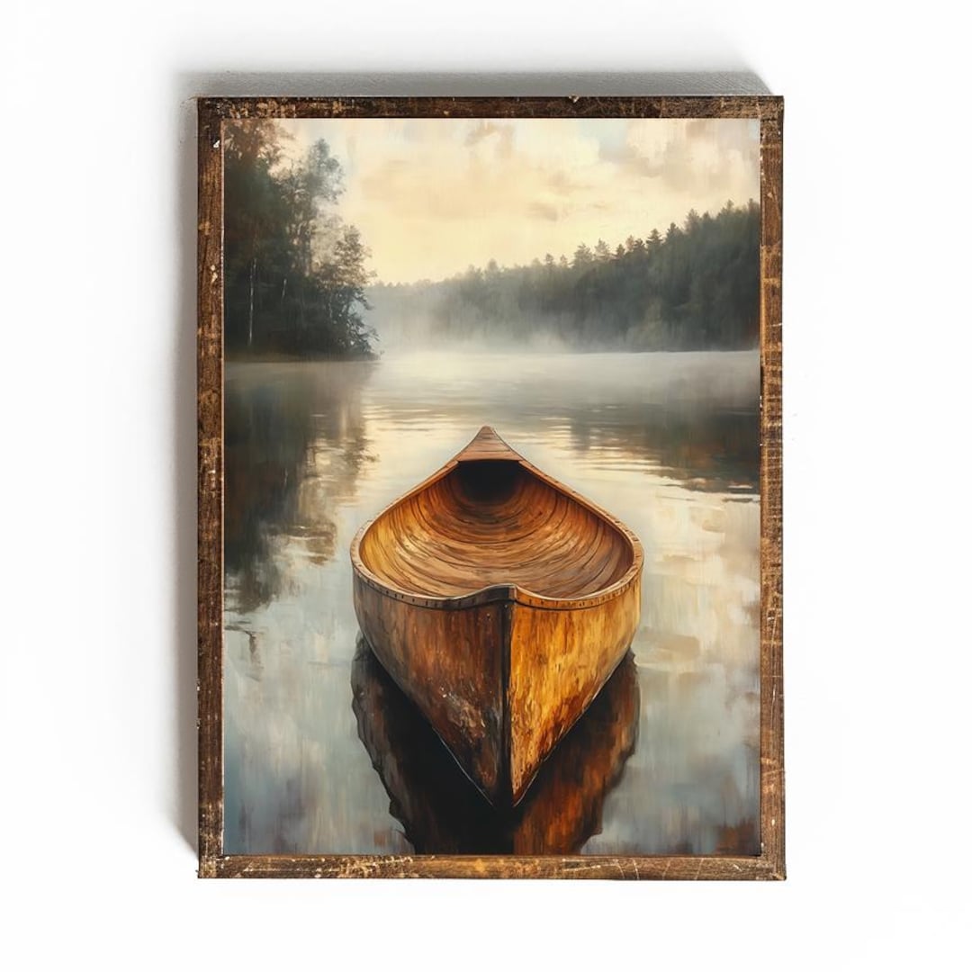 Vintage Canoe Print Canoe Wall Art for Cabin Decor Rustic Wall Decor ...