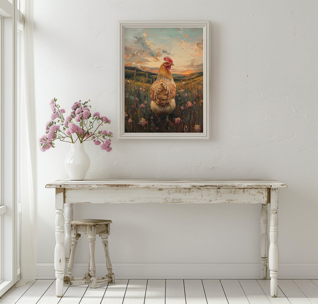 Rooster Print Farmhouse Wall Art Chicken Decor Buff Orpington Printable ...