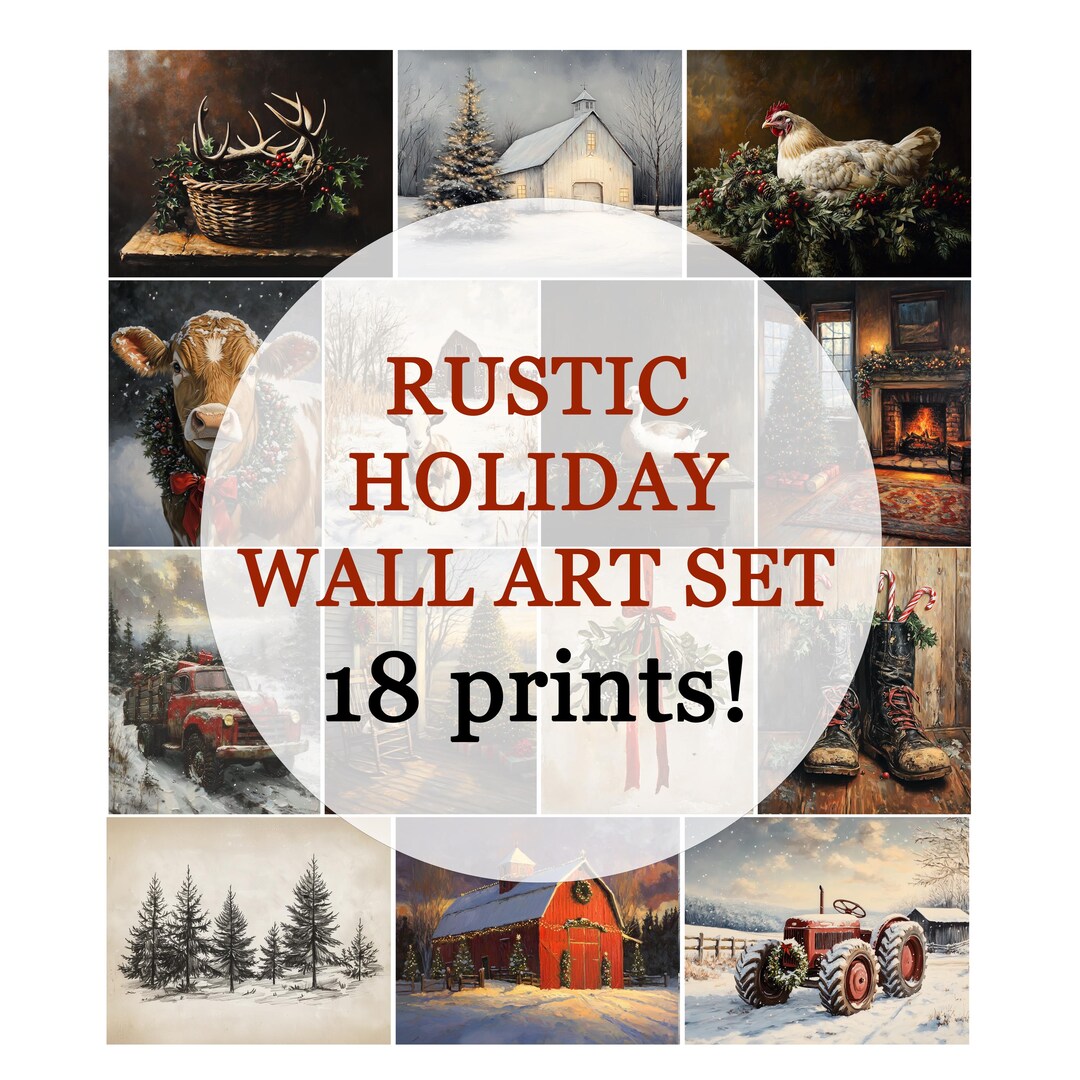 Farmhouse Christmas Wall Art Set Christmas Gallery Wall Set Farm ...