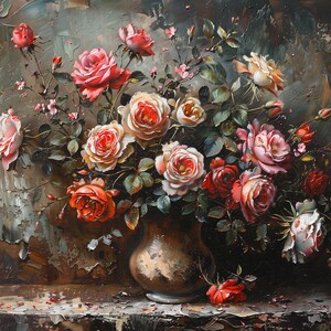 Dark Cottagecore Wall Art Dark Oil Painting Printable Floral Oil ...