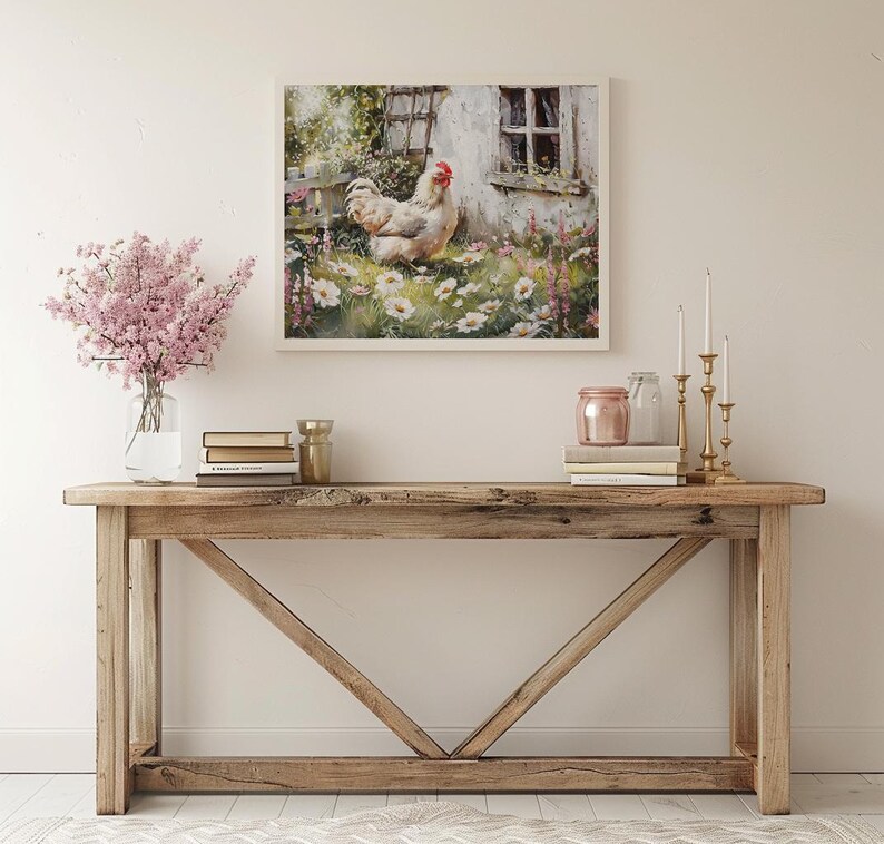 COTTAGECORE CHICKEN PRINT Farmhouse Wall Art for Kitchen Country Farm ...
