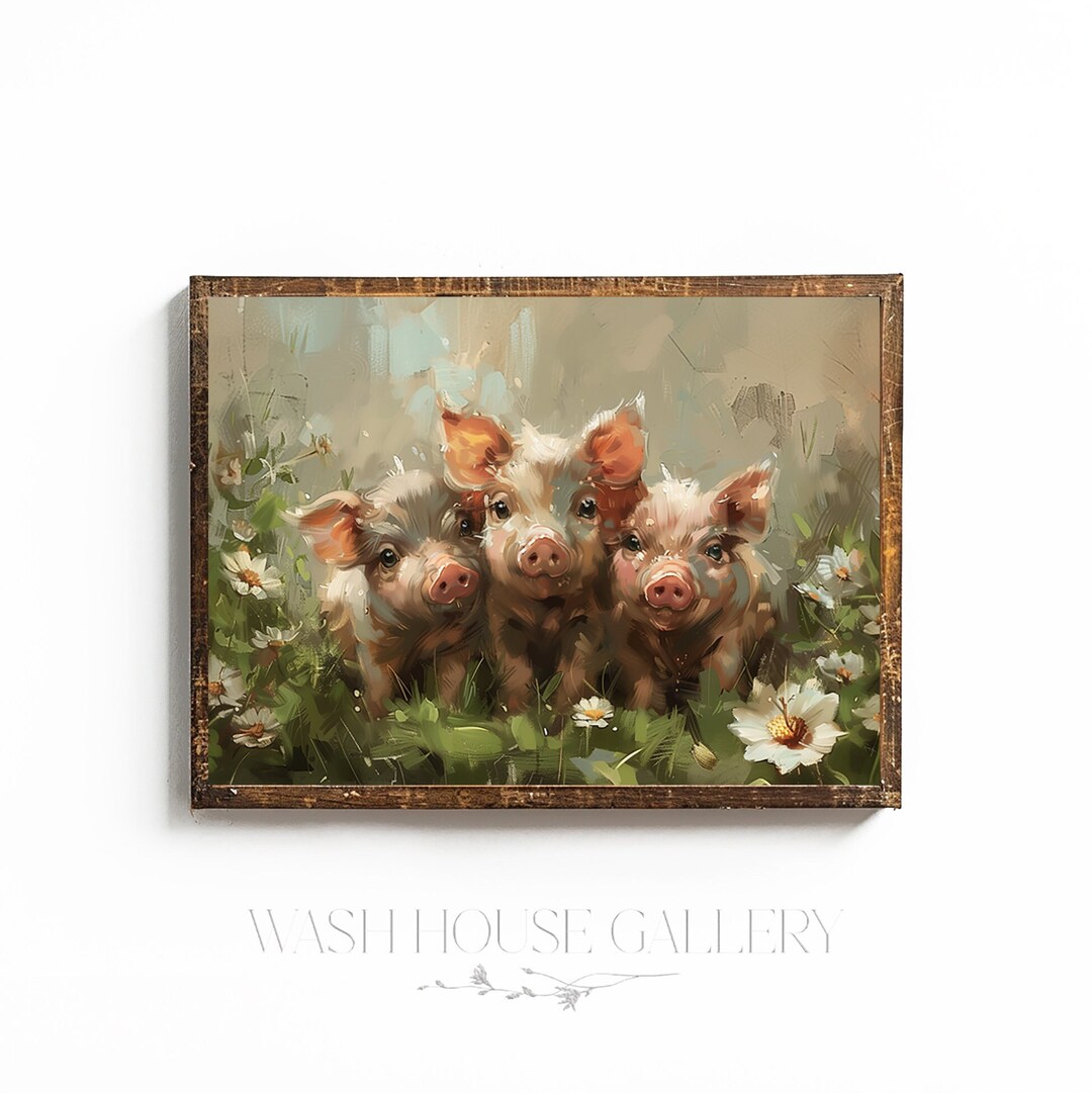 Baby Pigs in Flowers Printable | Spring Nursery Decor | Farmhouse ...