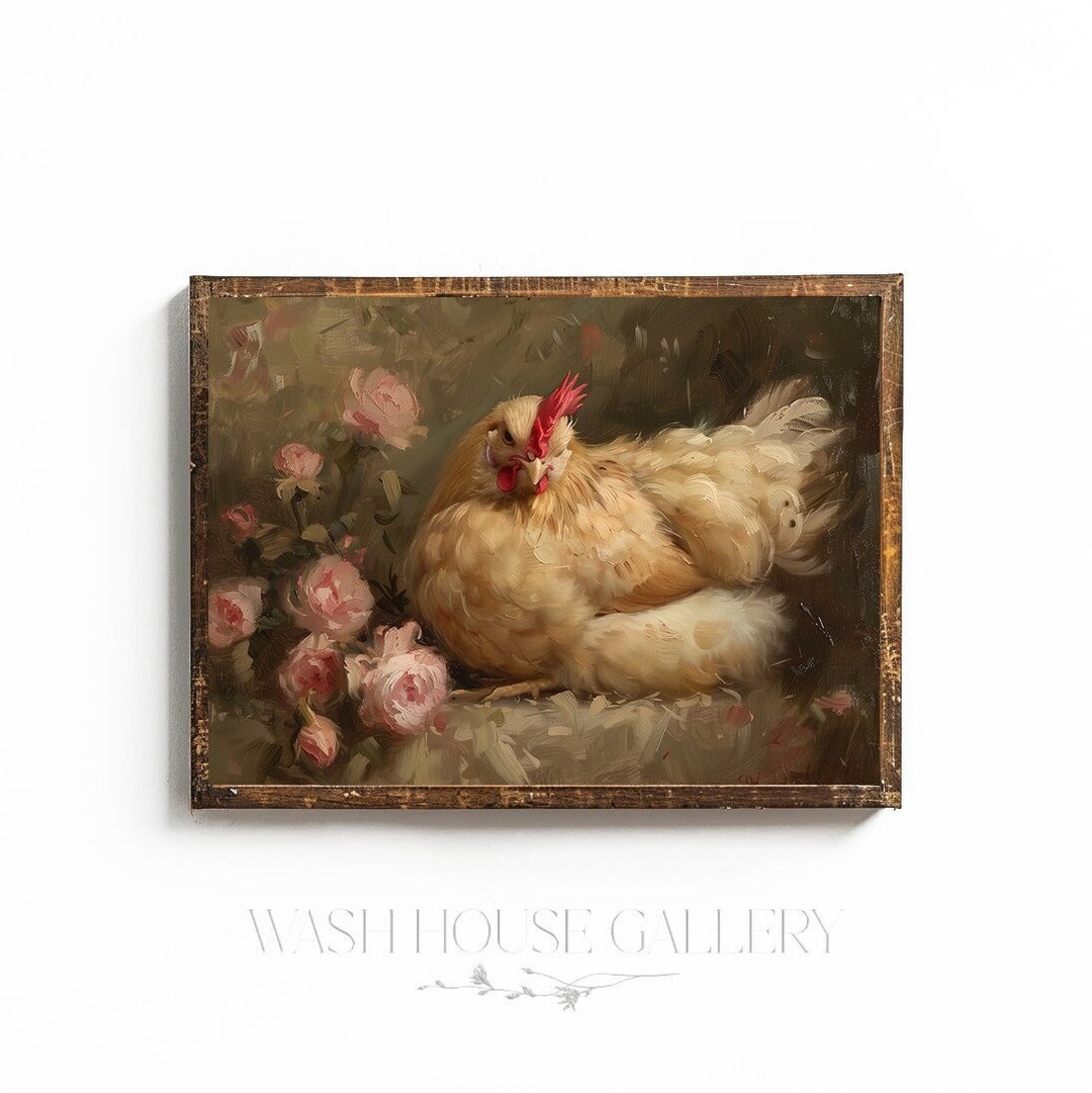 Chicken Wall Art Cottagecore Farm Wall Art Buff Orpington Print Shabby ...