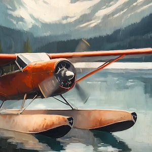 Floatplane Printable Seaplane Airplane Wall Art Vintage Aviation Decor ...