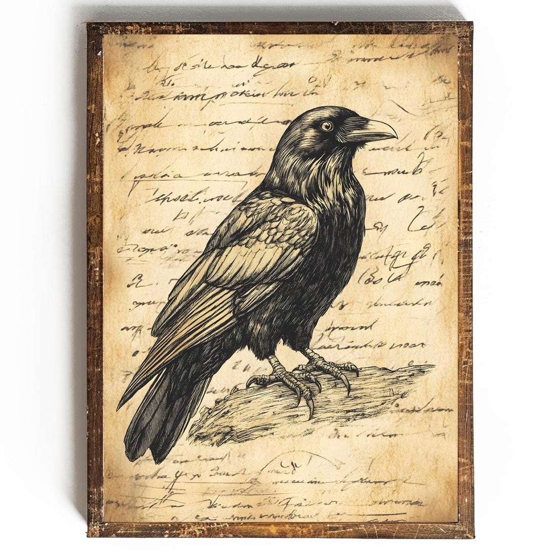 Raven Printable Edgar Allen Poe Art the Raven Print Vintage Raven ...