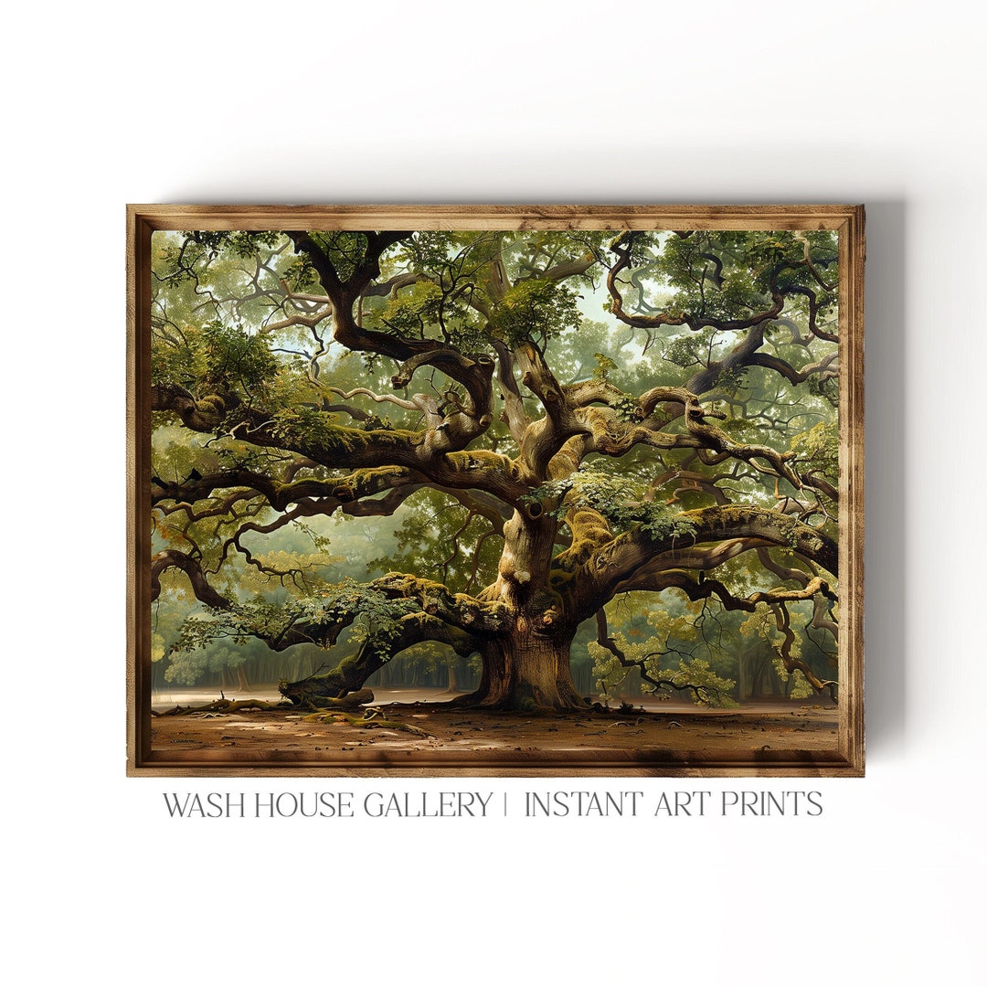 Live Oak Painting Print Angel Oak Wall Art Cottagecore Tree Print Oak ...
