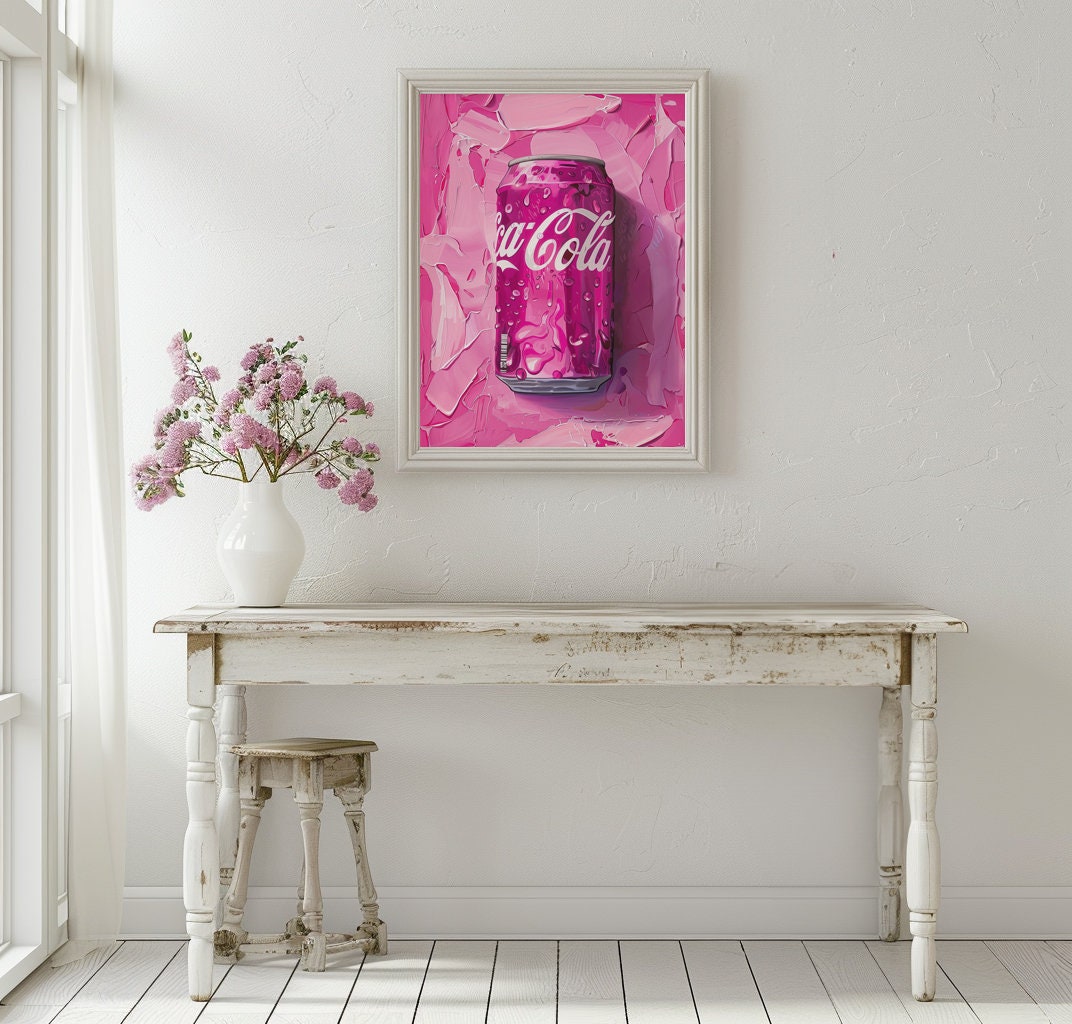PINK Wall Art Coke Wall Art for Pink Kitchen Decor Coca Cola Art for ...