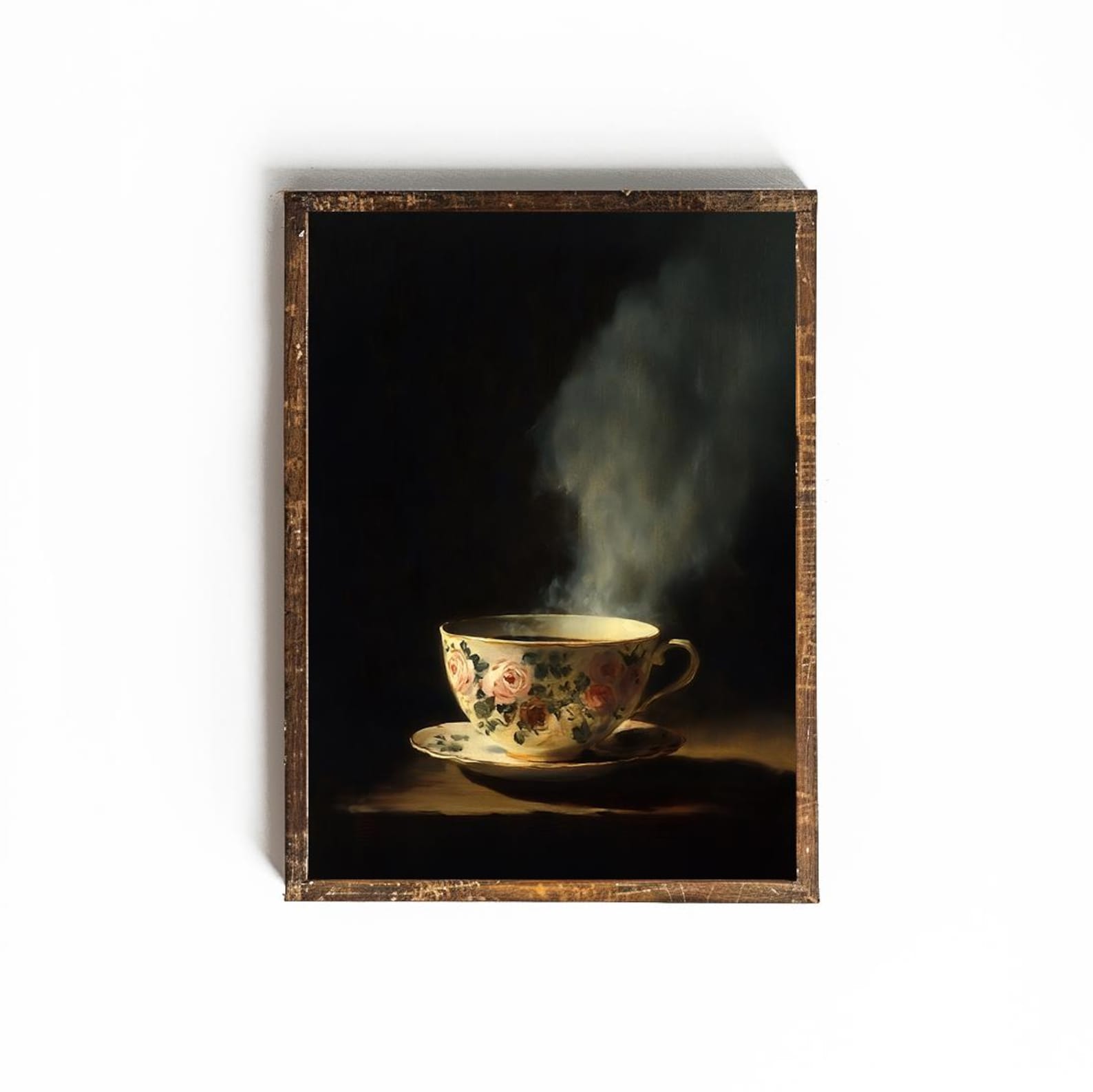 Vintage Teacup Printable Coffee Wall Art Moody Kitchen Decor for Tea ...