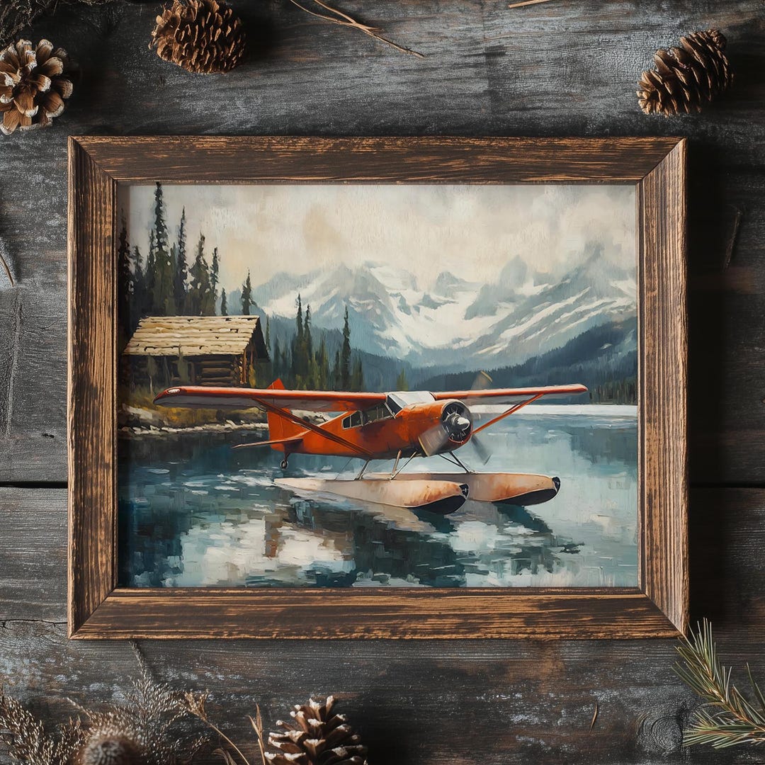 Floatplane Printable Seaplane Airplane Wall Art Vintage Aviation Decor ...