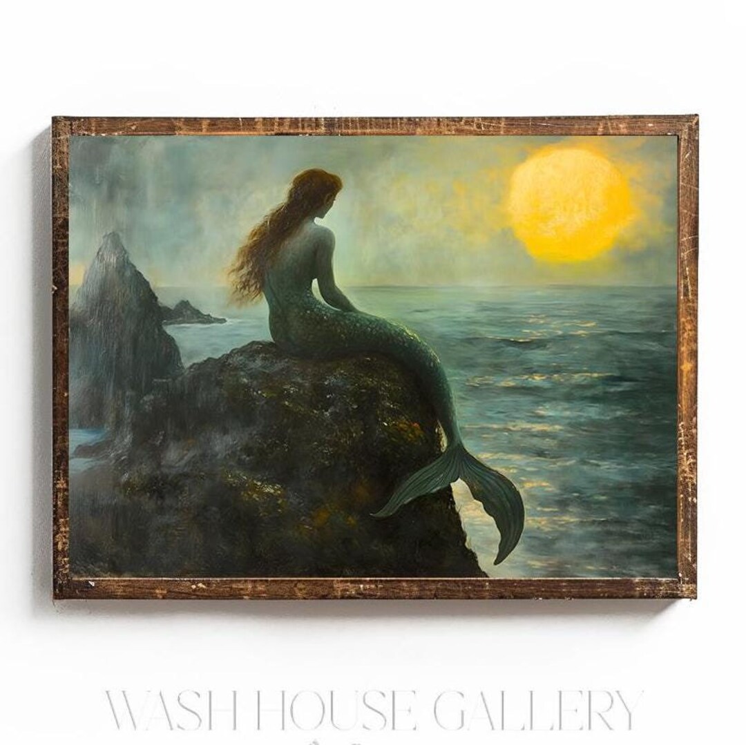 Vintage Mermaid Printable Mermaid Wall Art Dark Academia Decor Dark ...