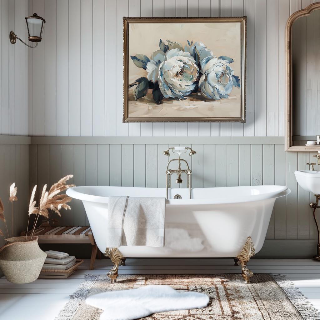 BLUE FLORAL PRINTABLE Art Cottagecore Wall Art Blue Cottagecore Flower ...