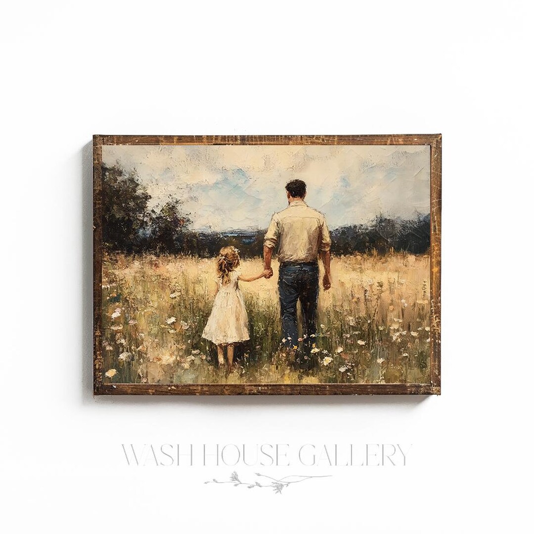 Father Daughter Painting Fatherhood Wall Art Cottagecore Wall Art ...