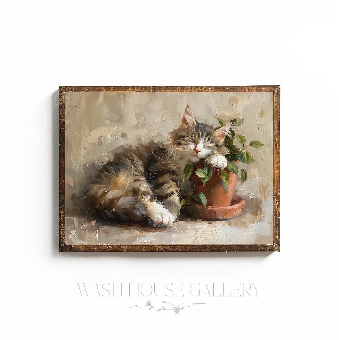 Tabby Cat Print Cottagecore Cat Wall Art Cottagecore Wall Decor Custom ...