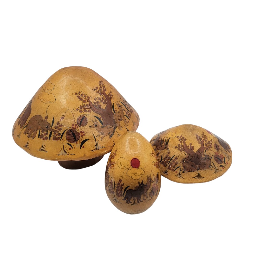 Vintage Ser Mel Tonala Mushrooms and Egg Paper Mache Rero Bohemian ...