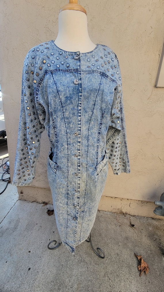 denim dress vintage 80s - Gem