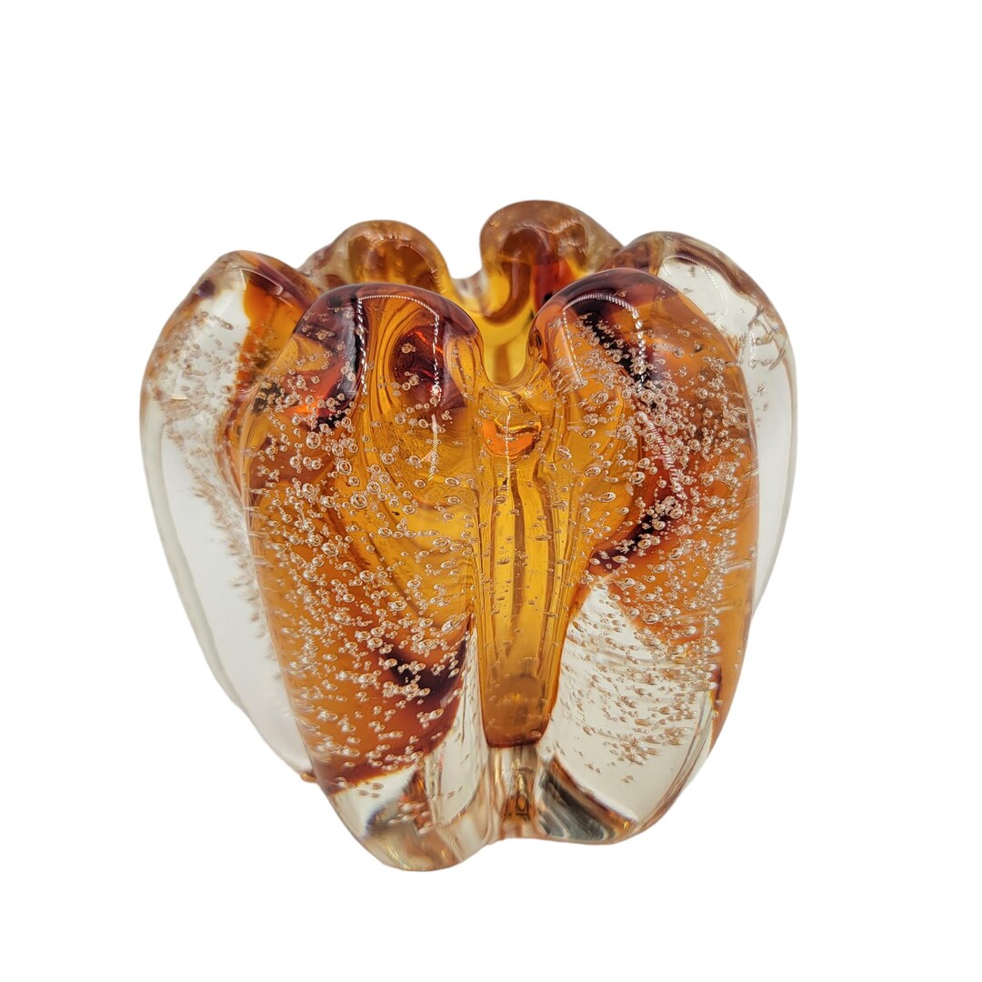 Stunning Tozai Home Amber Glass Bubble Vase Art Glass 5" - Etsy