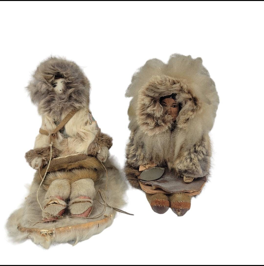 Set of 2 Vintage Native, Inuit, Eskimo, Style Brown, Shaman, Fur Doll ...