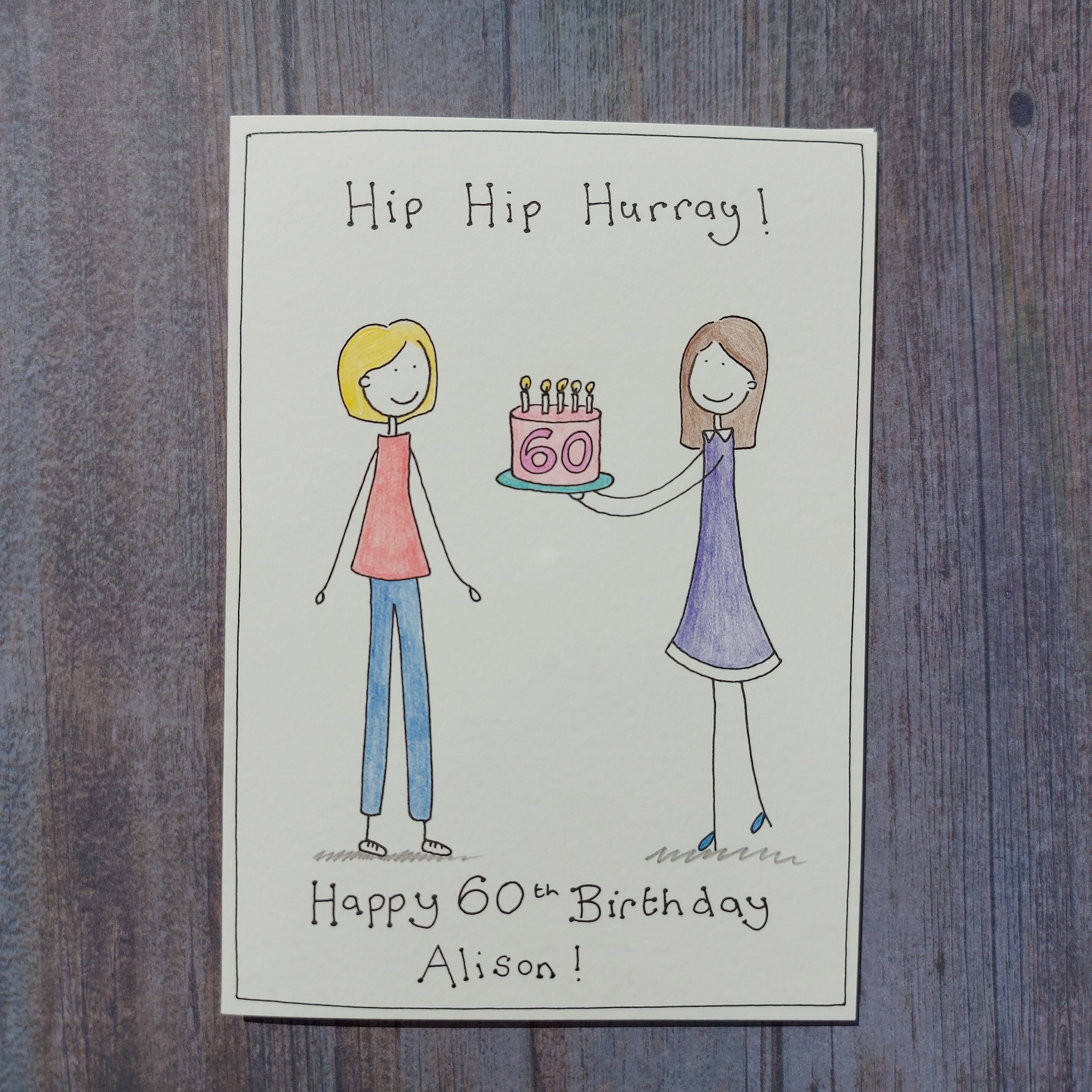 60th Birthday Card for Women, Customisable 60th Card for Her, for ...