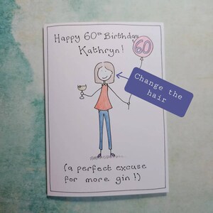 Customisable 60th Birthday Card for Her, for Sister, for Women, 60th ...