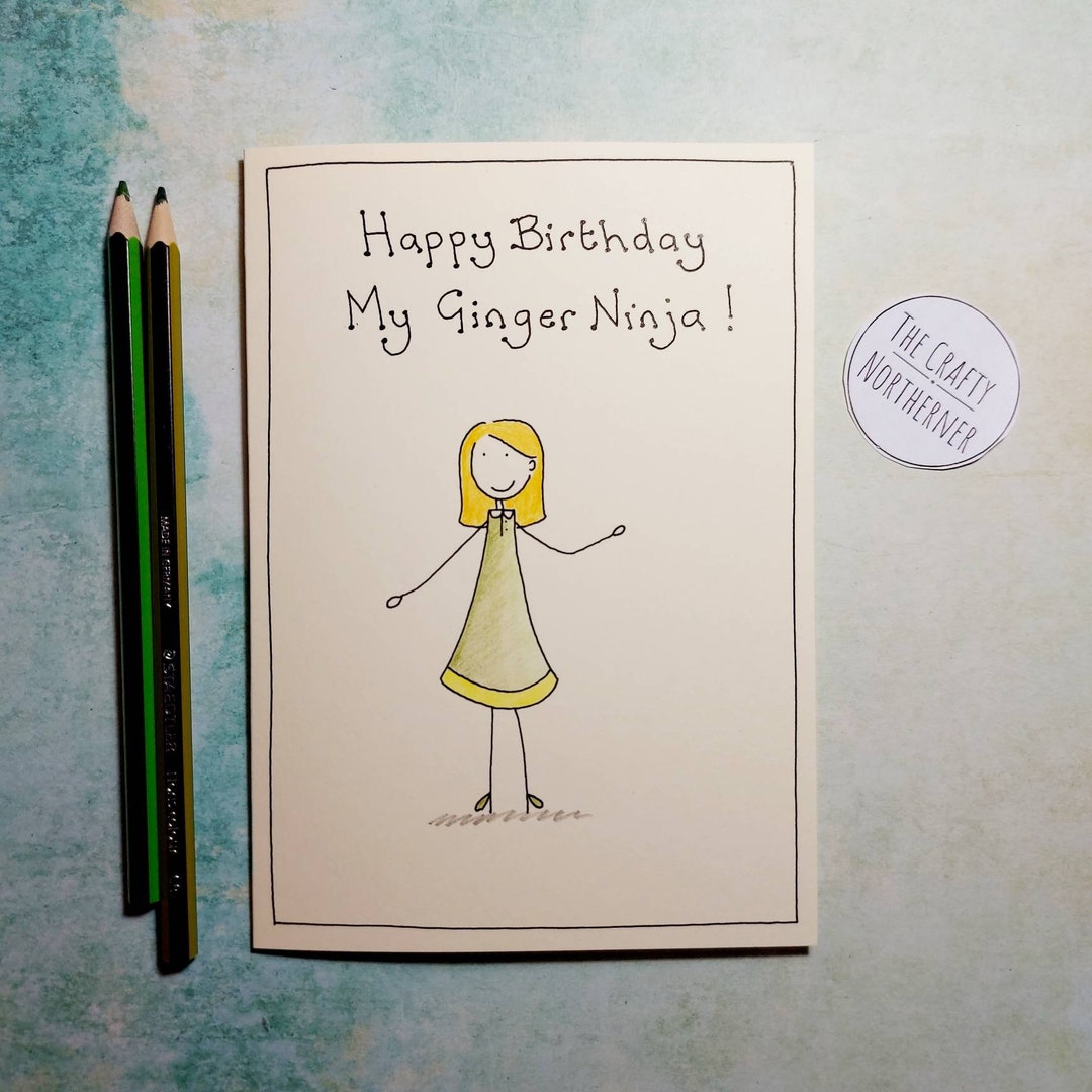 Ginger Birthday Card, Ginger Ninja Card, Redhead Card, Card for Ginger ...