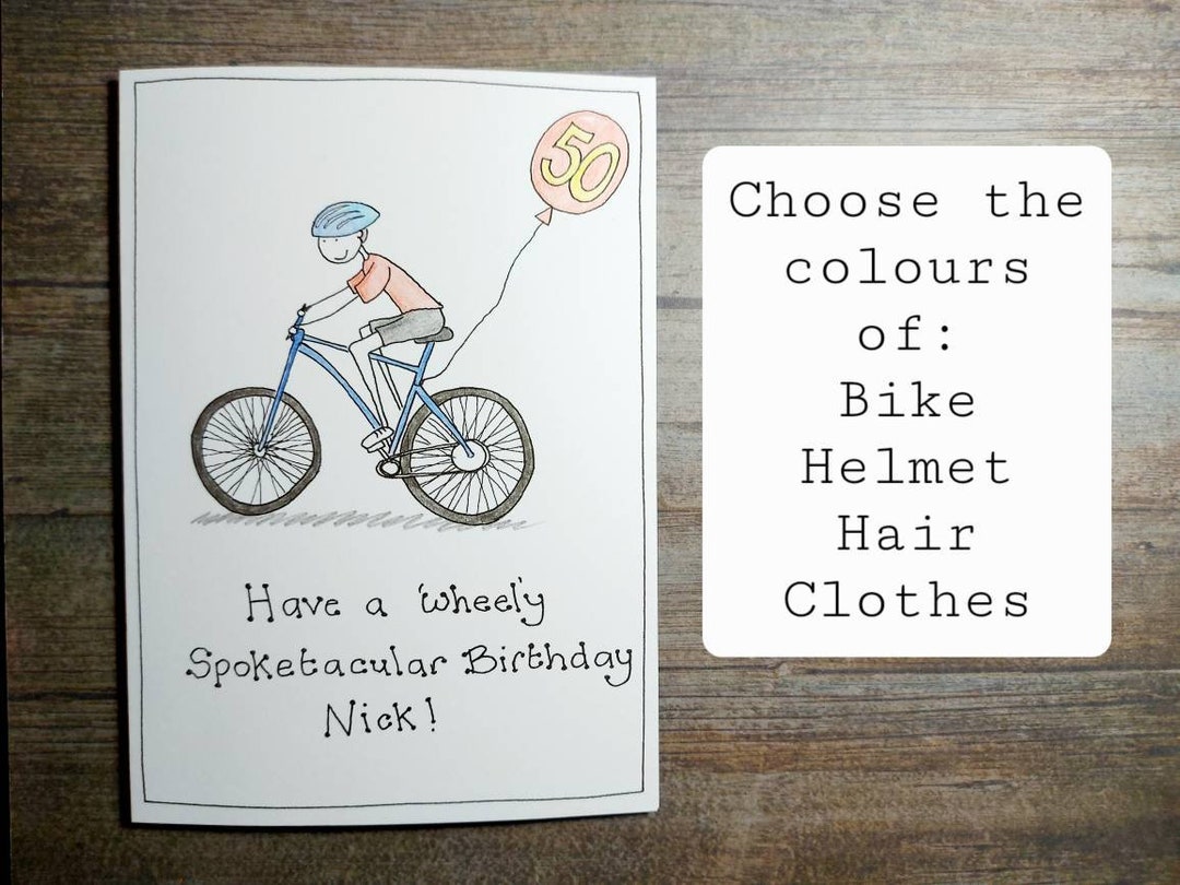 Customisable Cycling 50th Birthday Card for Him, for Husband, Partner, Uncle, Friend, Grandad ...