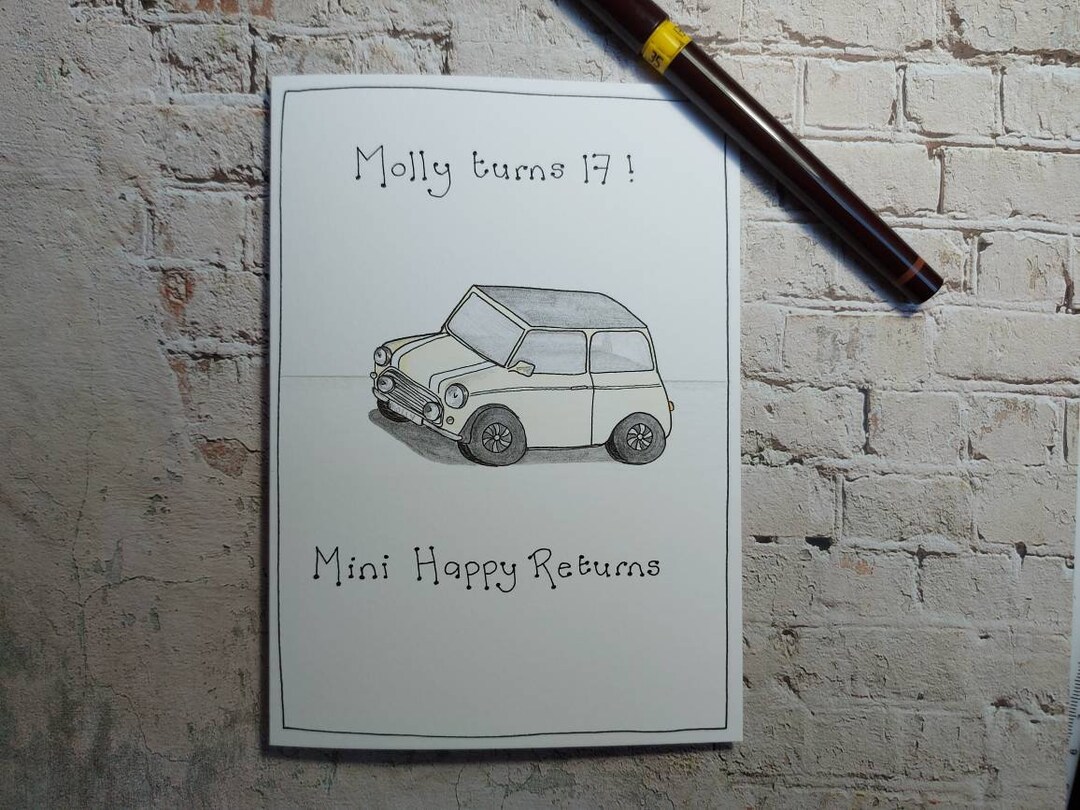 Vintage Mini Cooper Happy Birthday Card for Sons, Daughters Nieces ...
