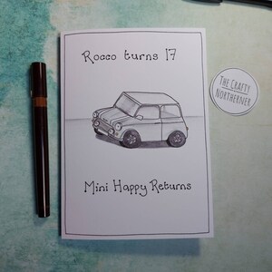 Vintage Mini Cooper Happy Birthday Card for Sons, Daughters Nieces ...