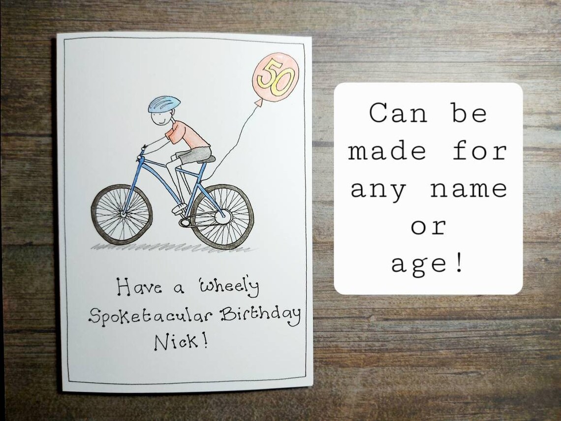 Customisable Cycling 50th Birthday Card for Him, for Husband, Partner ...
