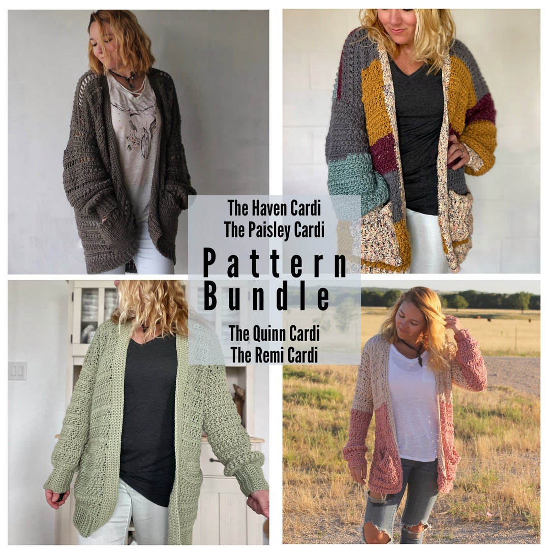 Crochet Pattern Bundle/ Crochet Cardigan Pattern/ Oversized Cardigan ...