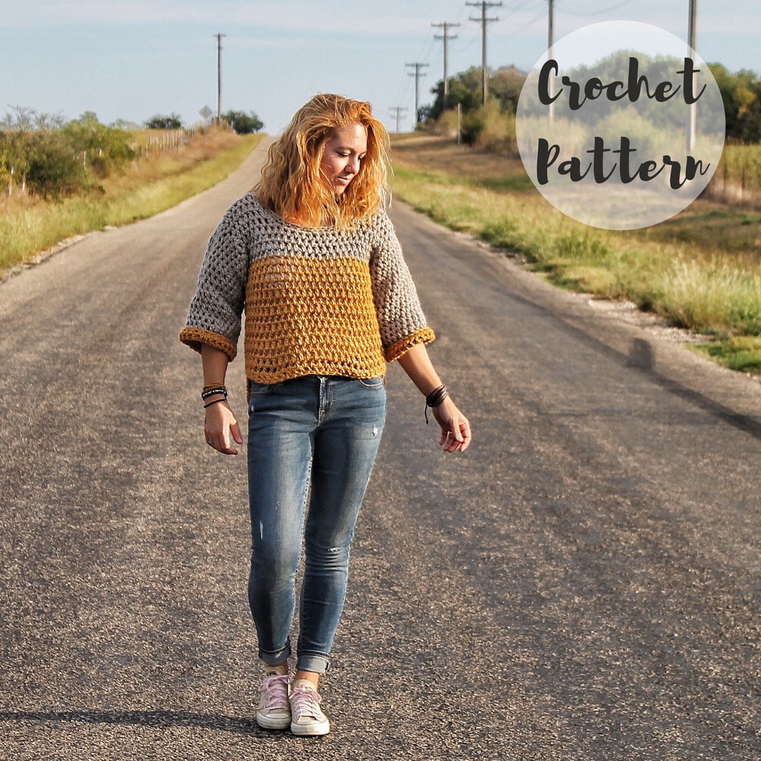 Crochet Pattern/ Crochet Sweater Pattern/ the Weekender Sweater/ Crochet Pullover Pattern ...