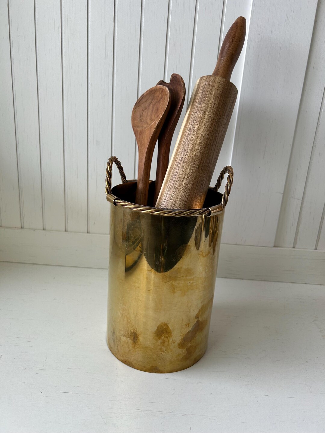 Vintage Brass Utensil Holder | Brass Kitchen Organizer | Brass Vessel ...