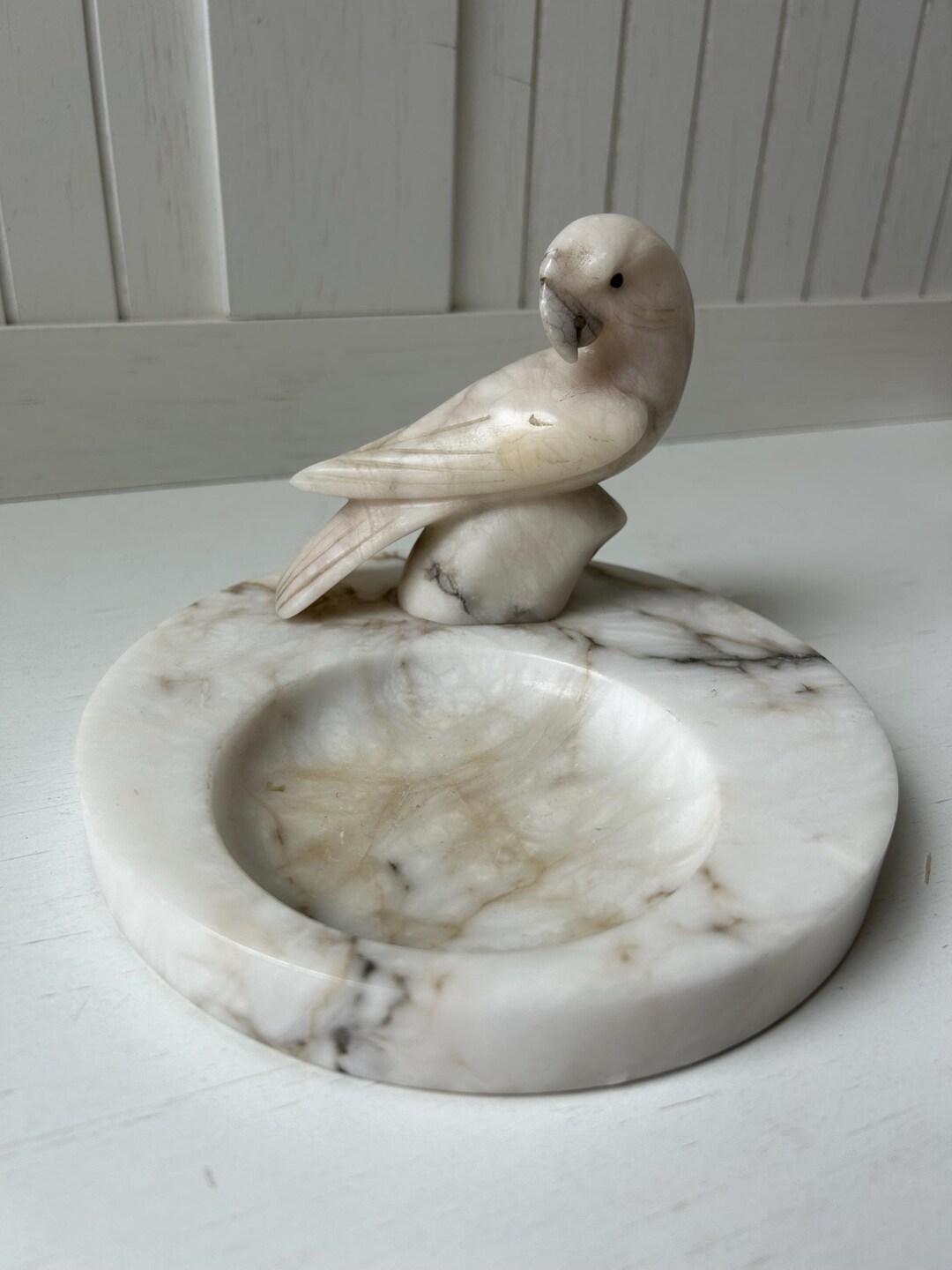 Vintage Alabaster Bird Bath | Vintage Alabaster Bird | Vintage Bird ...
