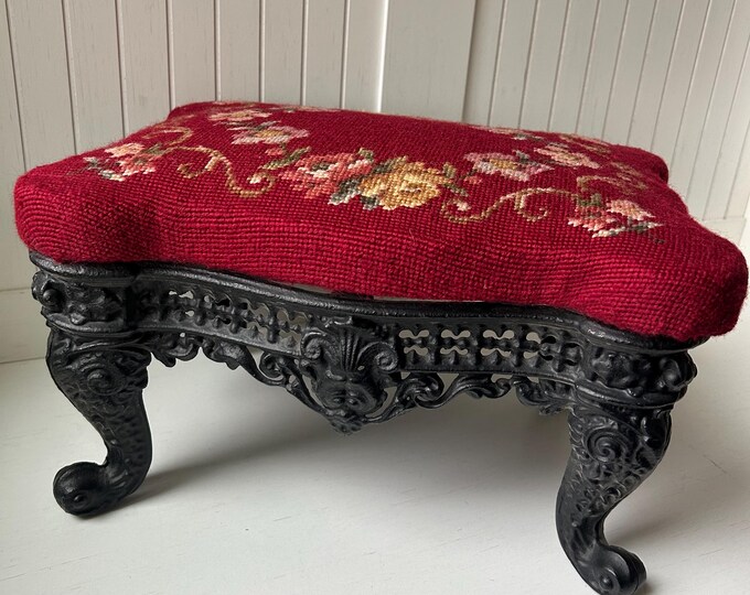 Vintage Cast Iron Needlepoint Stool | Vintage Iton Step Stool | Vintage ...