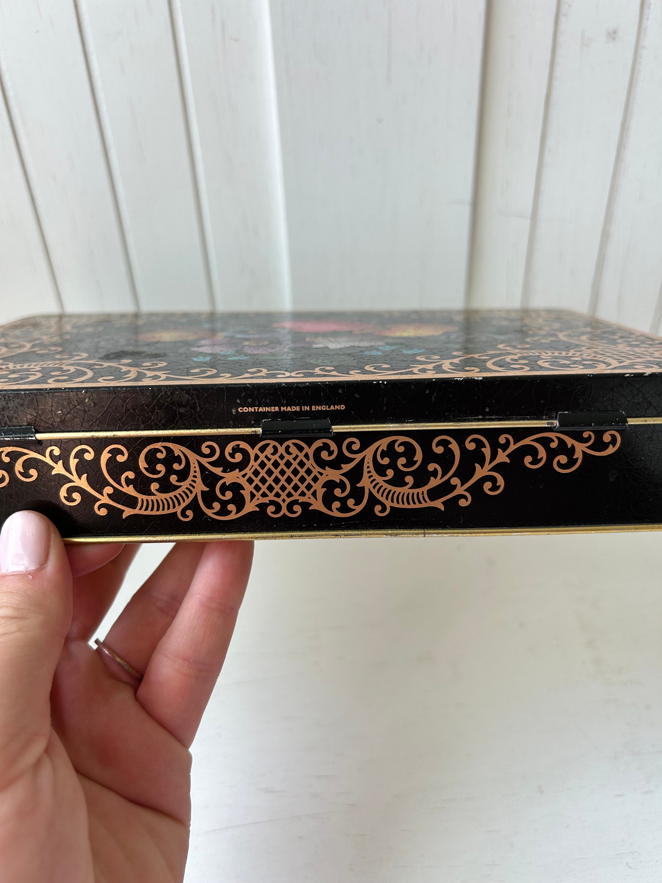 Vintage Moody Floral Tin Coffin Style Tin Floral Tin Moody Floral Box ...