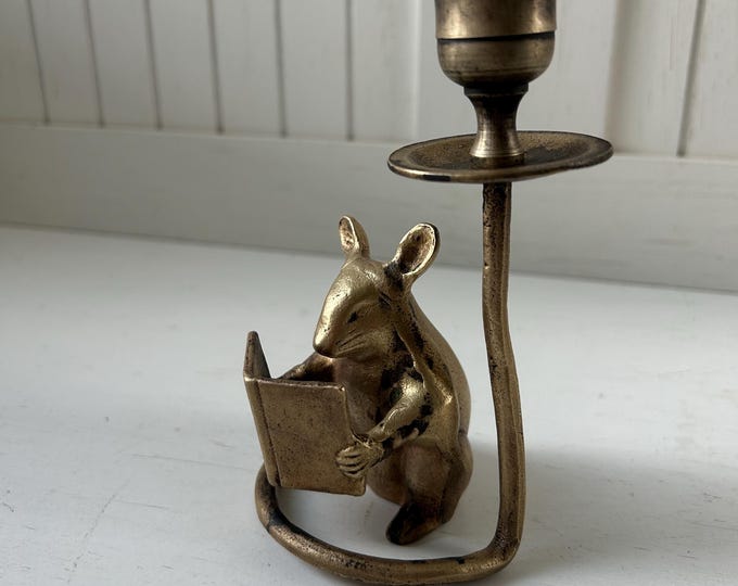 Vintage Brass Candleholder | Whimsical Candleholder | Brass Mouse ...