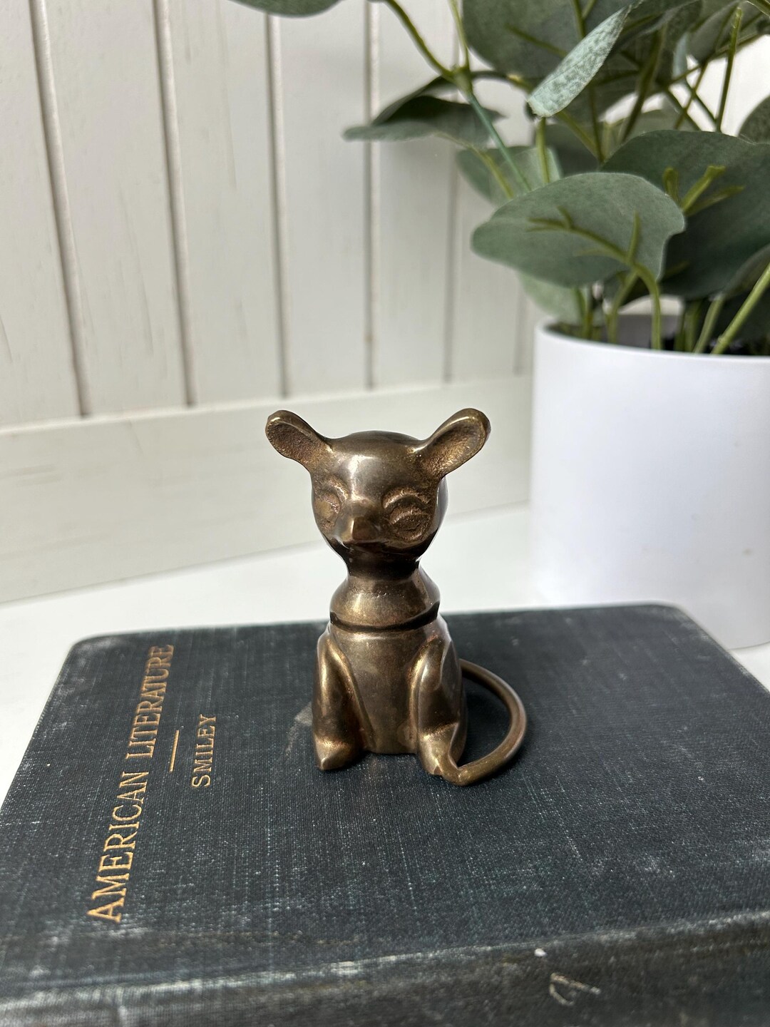 Vintage Brass Mouse Figurine | Whimsical Shelf Sitter - Etsy