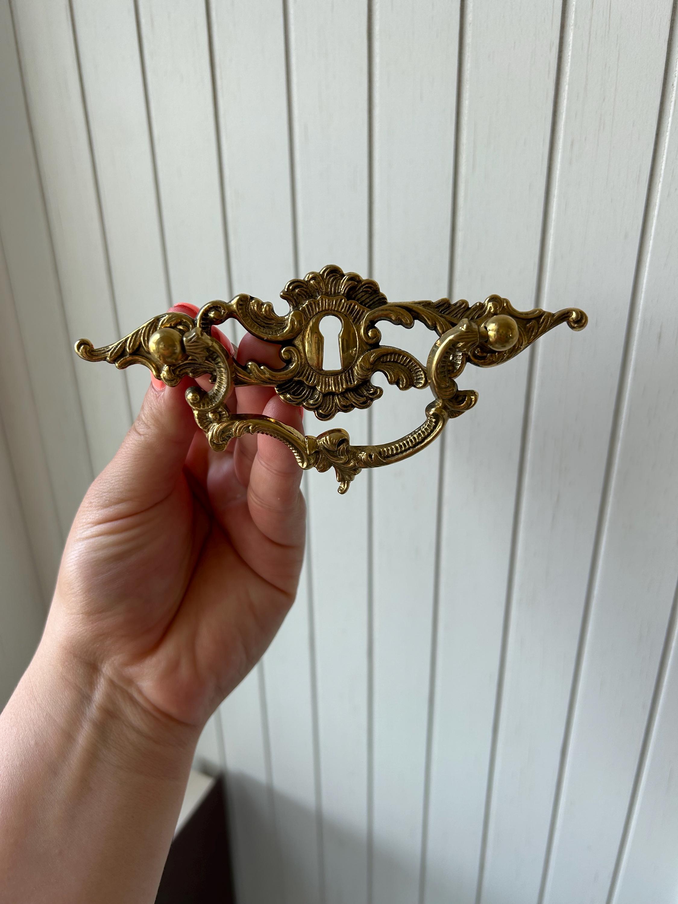 Set of 6 Ornate Brass Cabinet Handles Lot of 6 Cabinet Pulls Vintage ...