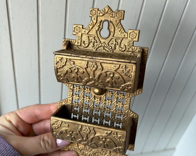 Vintage Match Stick Holder | Cast Metal Match Holder | Vintage Ornate ...