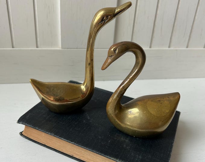 Vintage Brass Swan | Brass Swan Set | Vintage Brass Duck | Brass ...