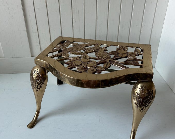 Vintage Brass Stool | Vintage Brass Step Stool | Vintage Metal Stool ...