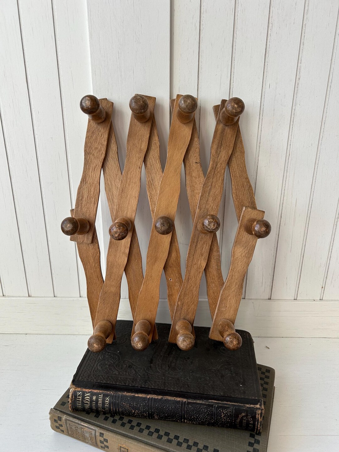 Vintage Wooden Peg Rack Vintage Accordion Peg Rack Vintage Mug Holder ...