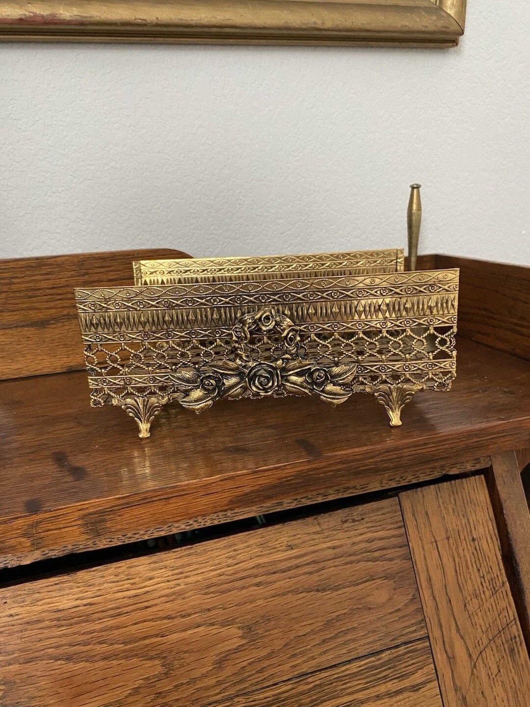 Vintage Hollywood Regency Napkin Tissue Box Hand Towel Holder Gold ...