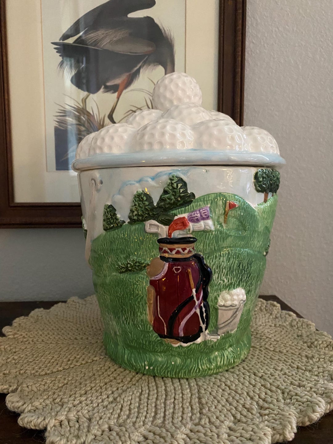 Rare Vintage 90’s Golf Themed Cookie Jar, Bucket of Balls Jar Ceramic ...
