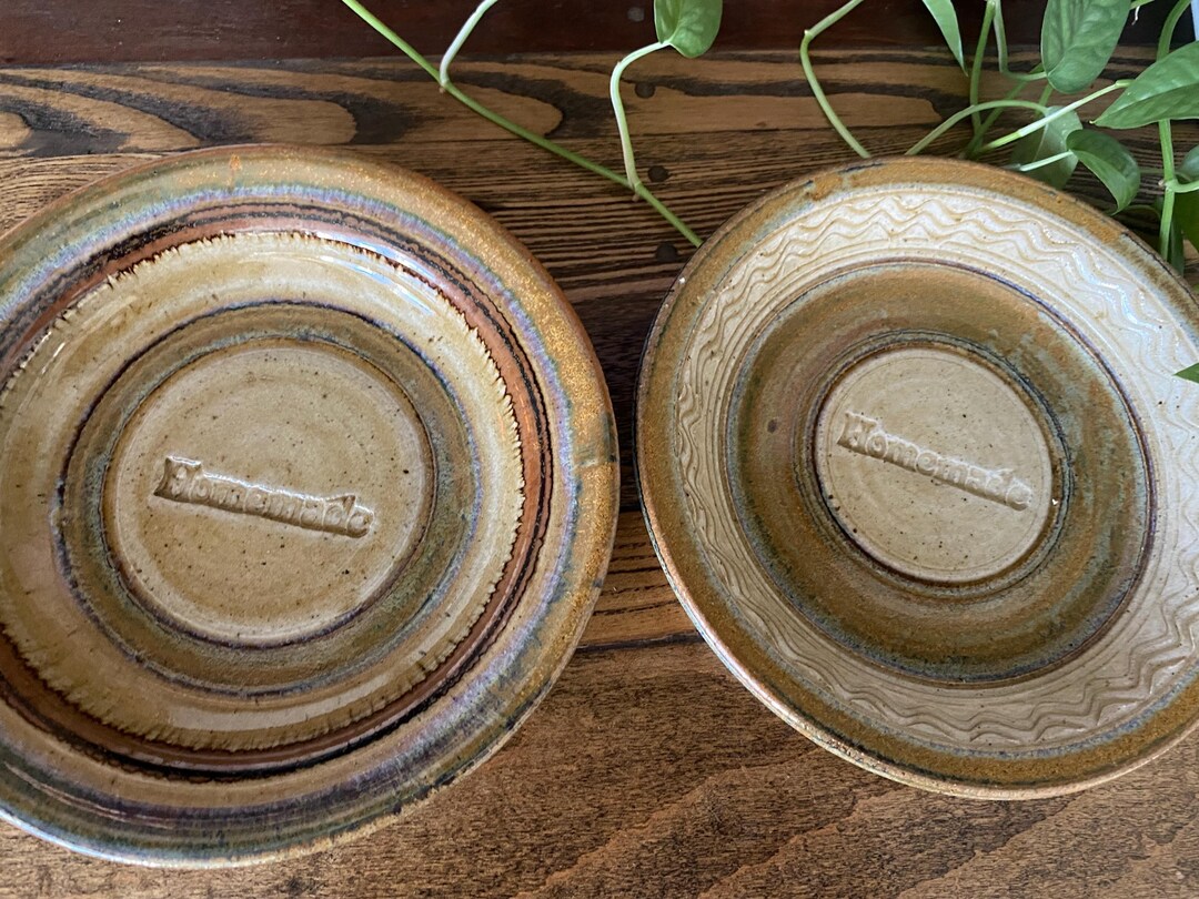 Vintage Handmade Pottery Small Plate Set - Etsy