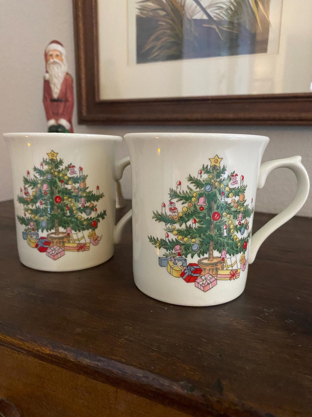 Vintage 80s Christmas Mugs Christmas Tree Mugs Set of 2 Holiday Mugs ...