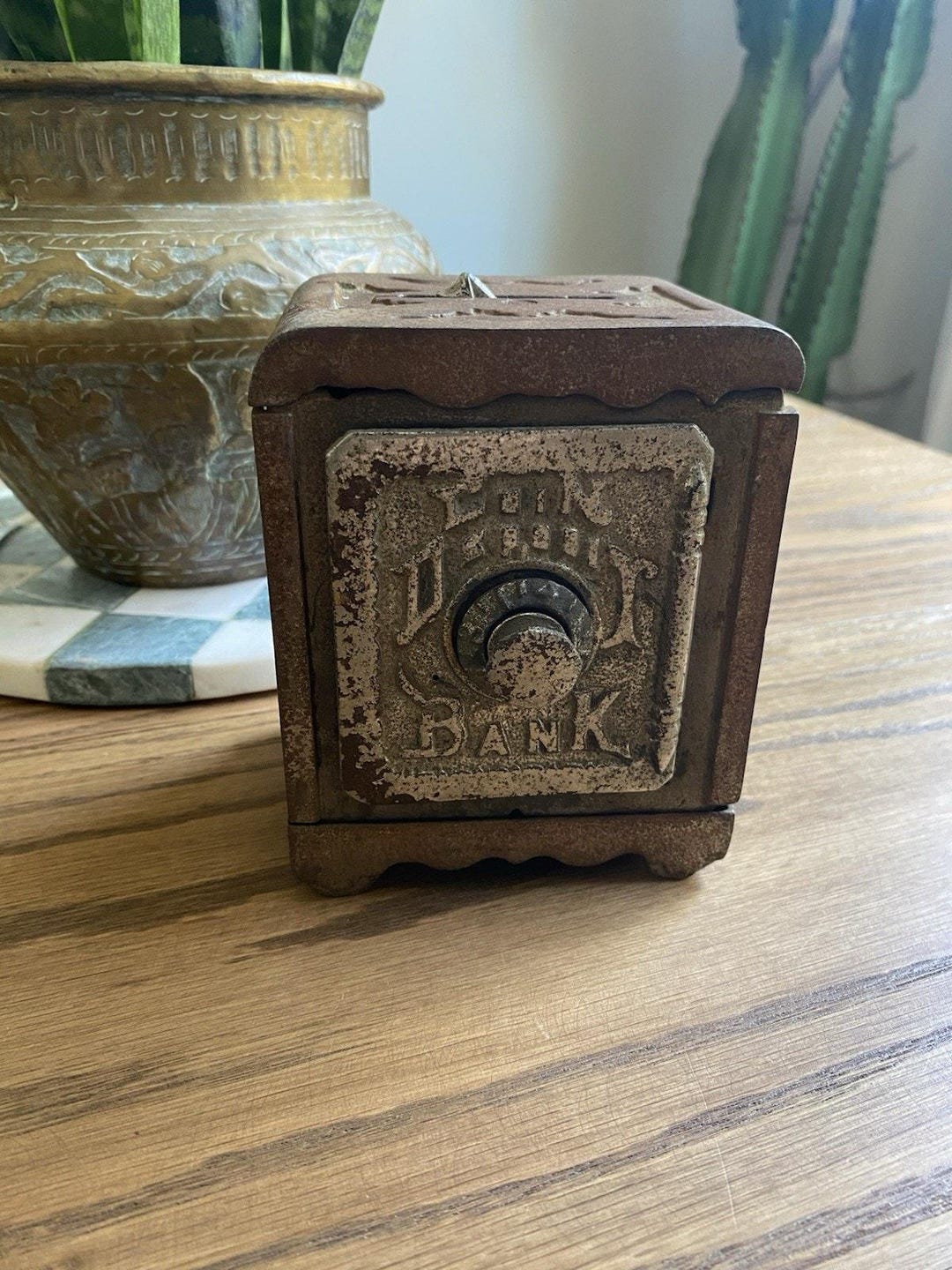 Antique Early 1900s Cast Iron Coin Bank Metal Bank Combination Lock - Etsy